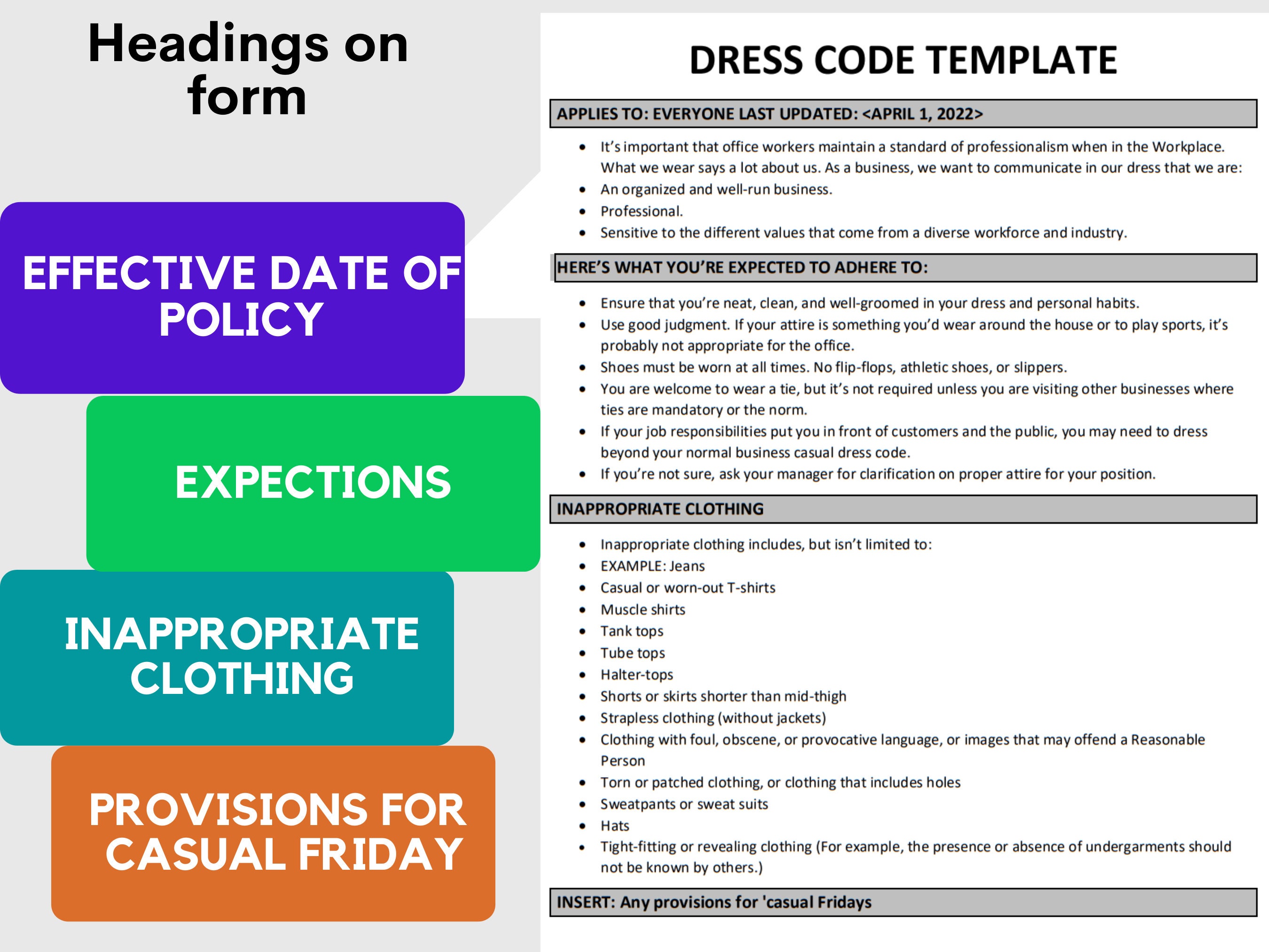 Dress Code Policy HR Template MS Editable Word Form - Etsy Canada