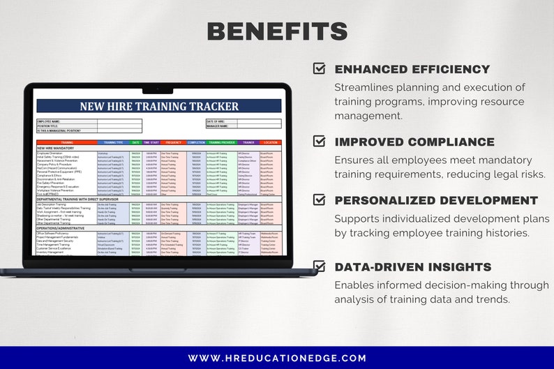 New Hire Training Plan Tracker: HR Onboarding Template (excel & Google ...
