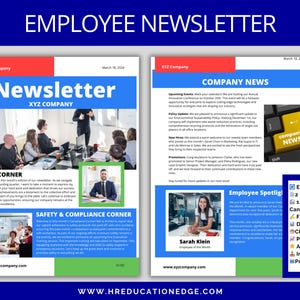 Editable Company Newsletter Template: Employee News in Canva Template ...