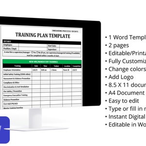 New Hire Training Plan Template Employee Onboarding Process Training ...