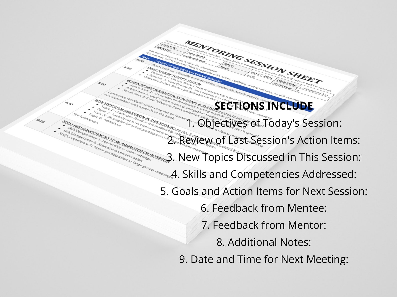 Mentoring Session Template, Career Mentorship Worksheet, Session ...