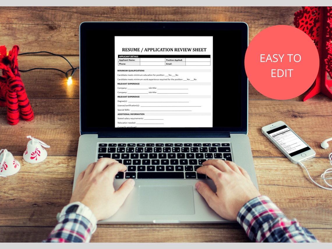 Employee Application / Resume Review Form: HR Templates Human Resources ...