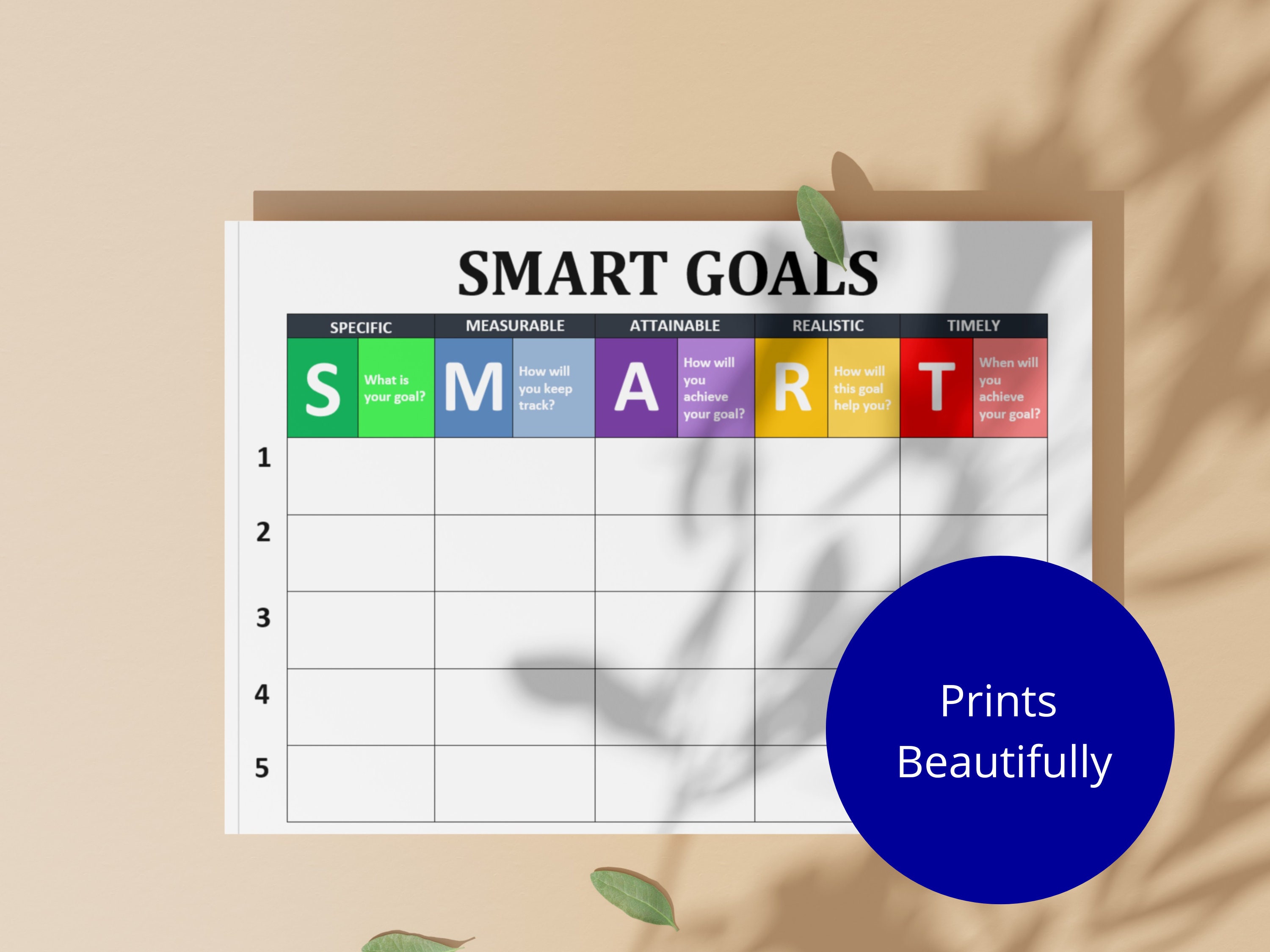 SMART Goals Template: Editable HR Worksheet (digital Download) - Etsy