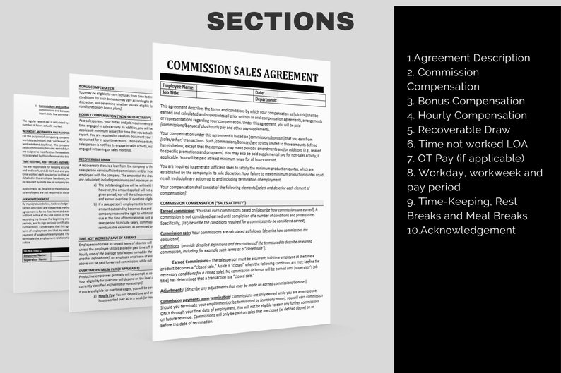 Commission Sales Agreement | Salesperson Compensation | Commission ...