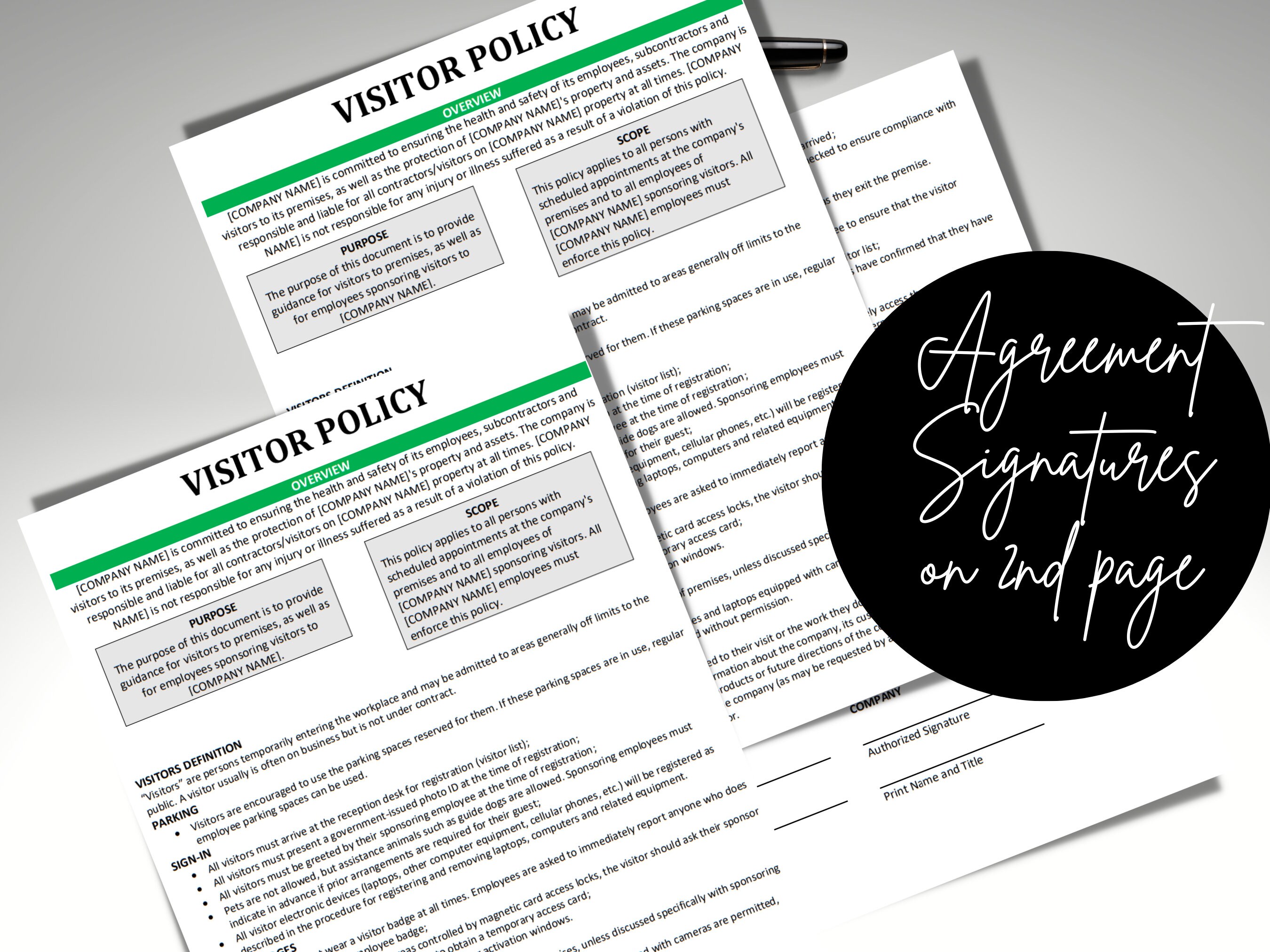 Visitor Policy HR Templates Human Resources Form Employee Document ...