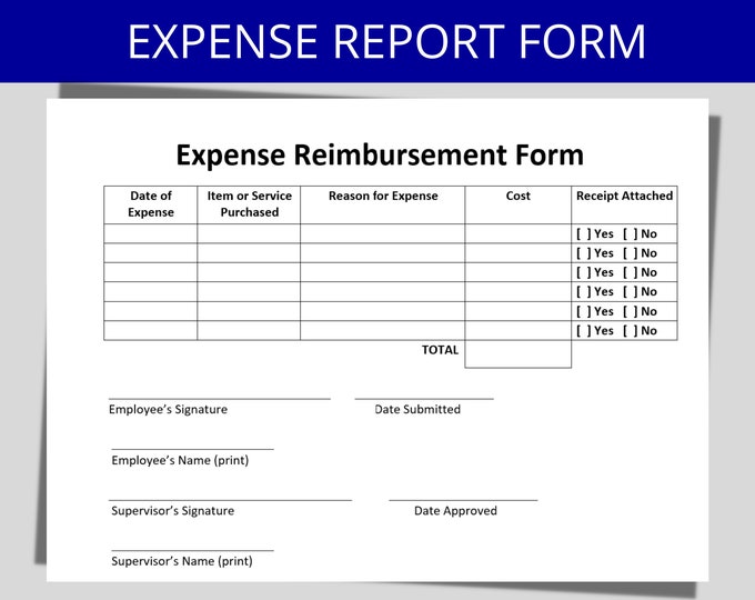 Printable Expense Report Form | Editable Employee Reimbursement ...