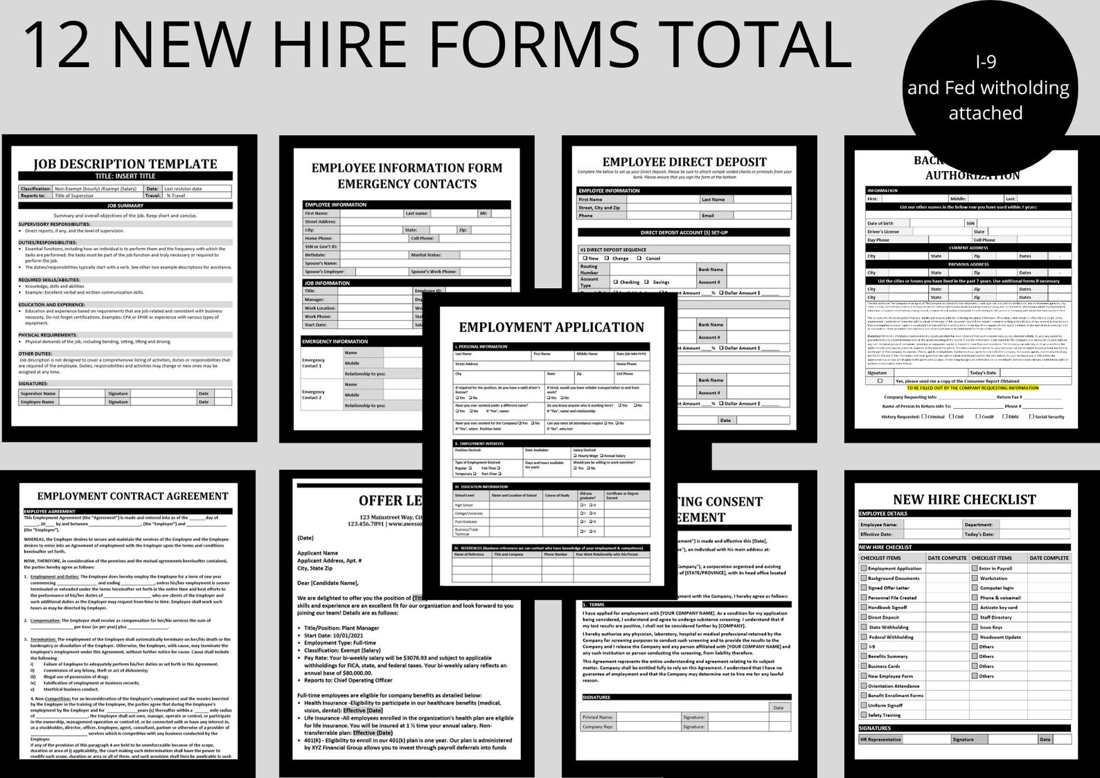New Hire Paperwork Employee Paperwork New Hire Forms - Etsy