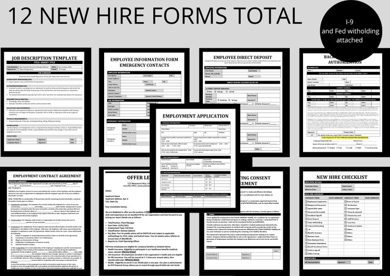New Hire Paperwork Employee Paperwork New Hire Forms Employee ...