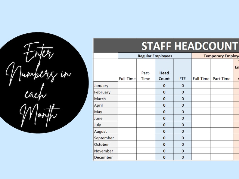 Employee Headcount Tracker: HR Excel Template - Etsy