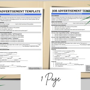 HR Job Ad Template: Editable Employment Forms (MS Word) - Etsy
