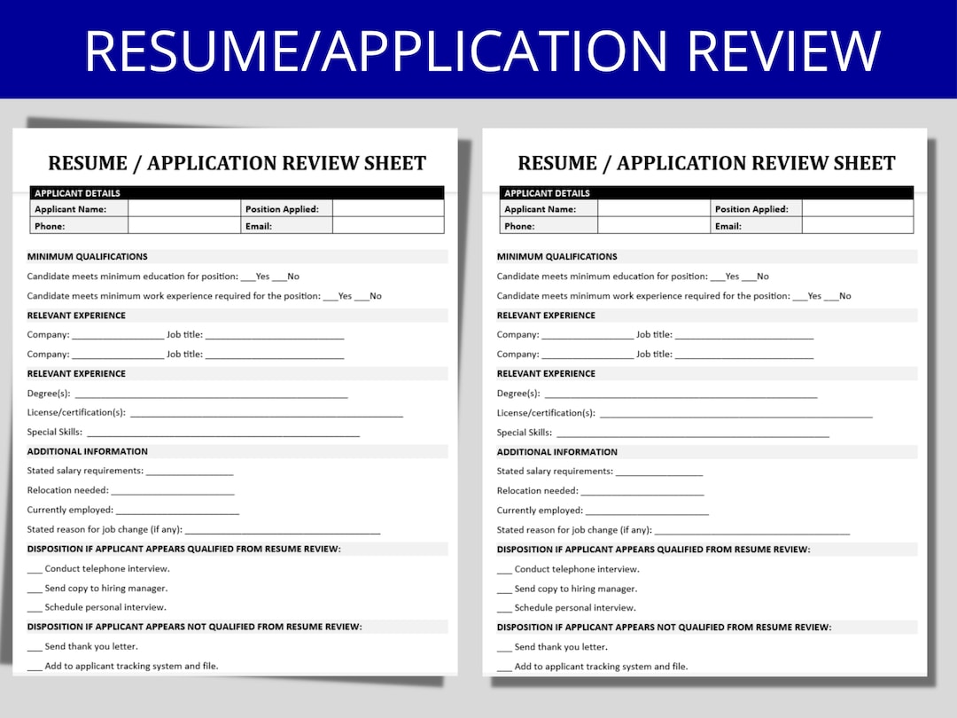 Employee Application / Resume Review Form: HR Templates | Human ...