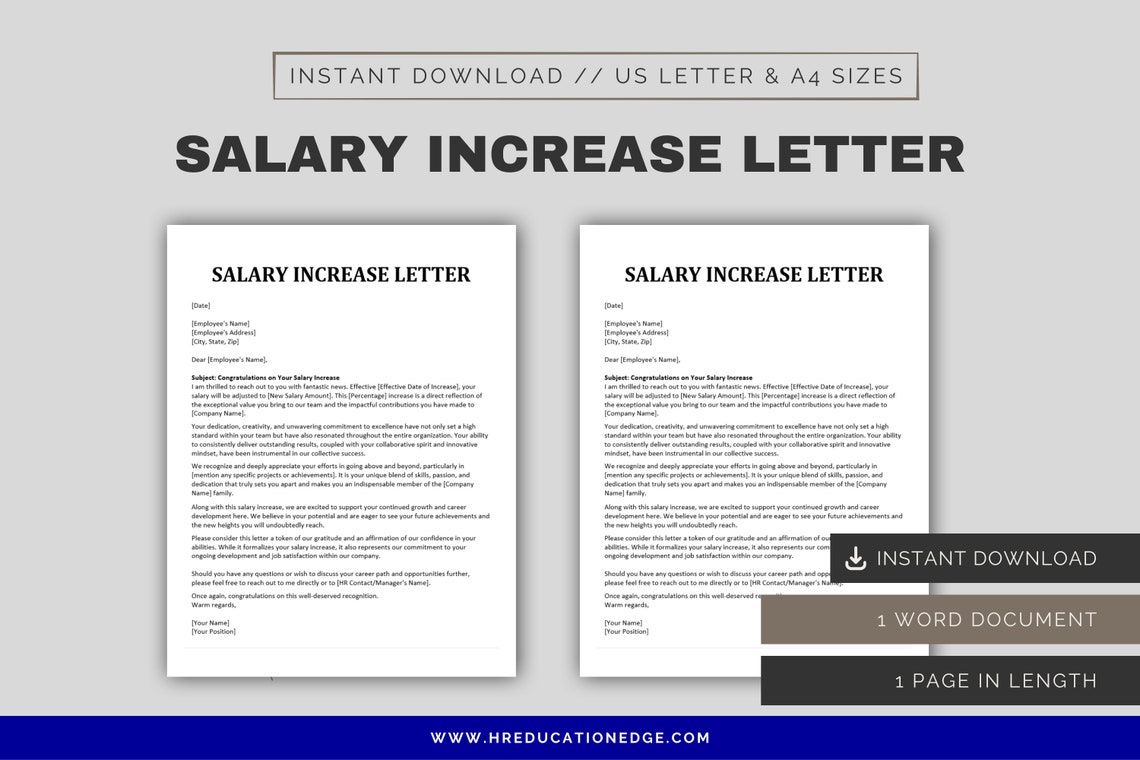 Salary Increase Letter Template: HR Form, Employee Compensation ...