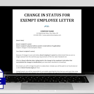 FLSA Change in Status Letter: HR Compliance Form (digital Download) - Etsy