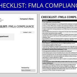 FMLA Compliance Checklist: Editable HR Template (digital Download) - Etsy