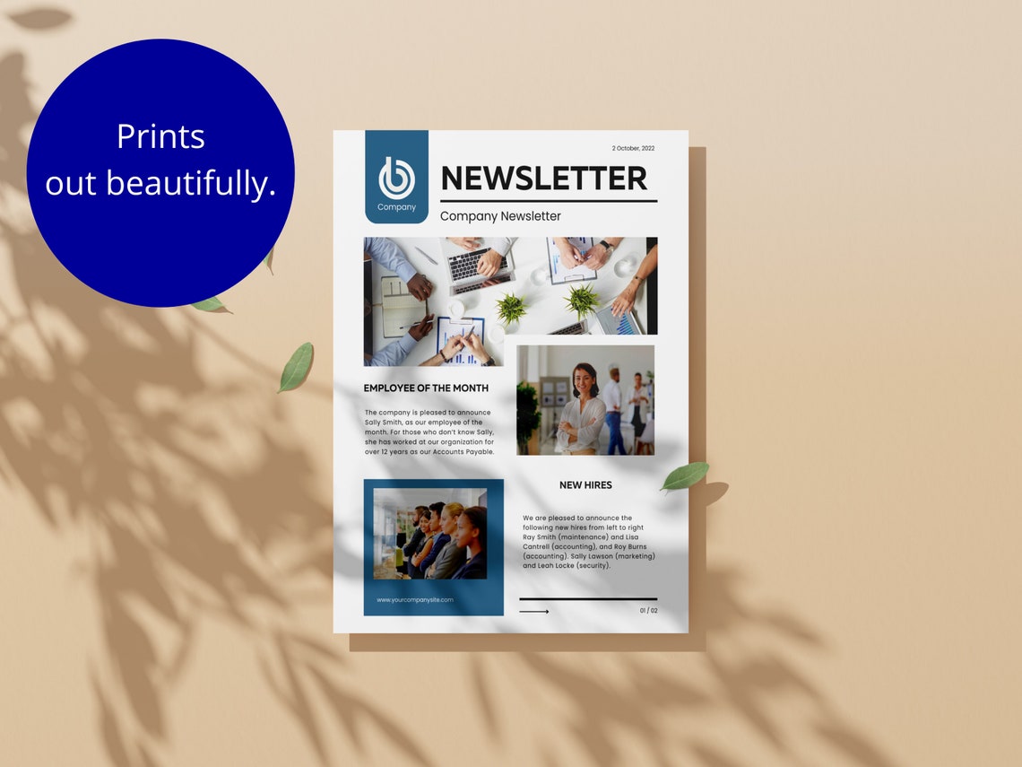 Editable Company Newsletter Template: Employee Recognition (canva) - Etsy