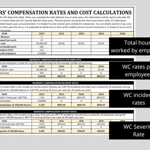 Workers Compensation Calculator: HR Excel Template (digital Download - Etsy