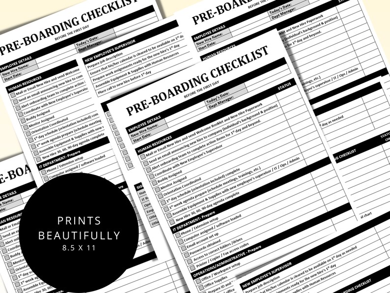 New Hire Pre-boarding Checklist: HR Onboarding Template (digital ...