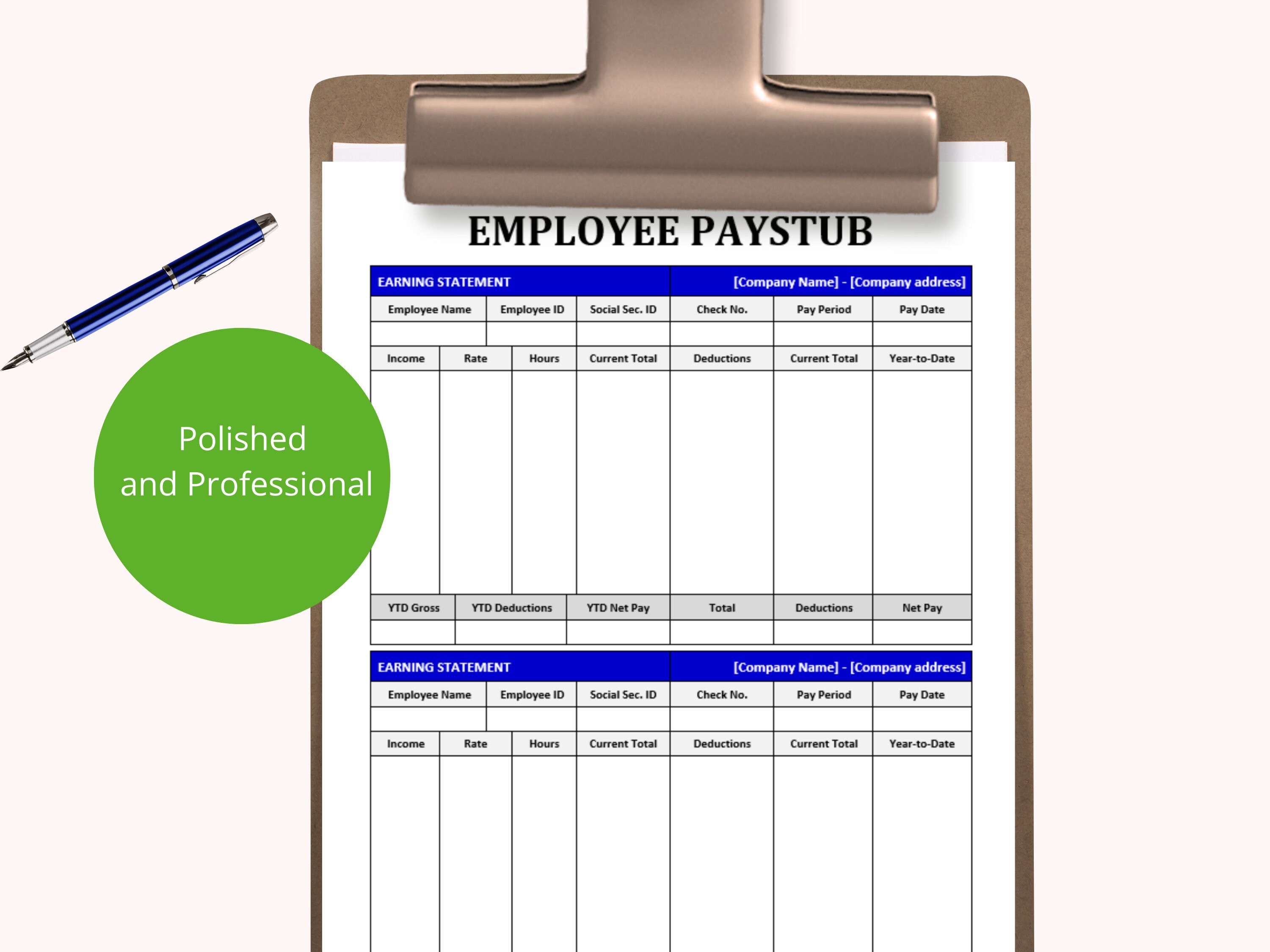 Editable Paycheck Stub Template: Employee Payroll (word Document) - Etsy