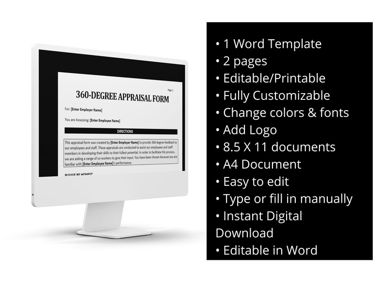 Editable 360 Performance Review Template Comprehensive HR Tool for ...