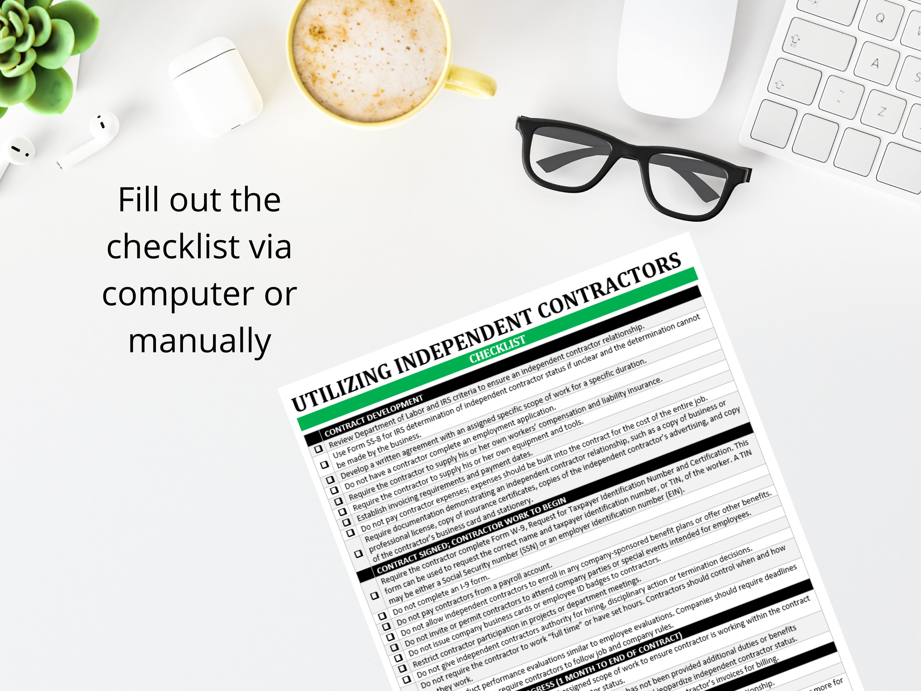 Independent Contractor Checklist Editable Document HR Template Human ...