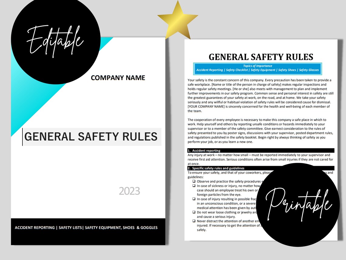 Employee Safety Policy Template Editable Word Form Human - Etsy