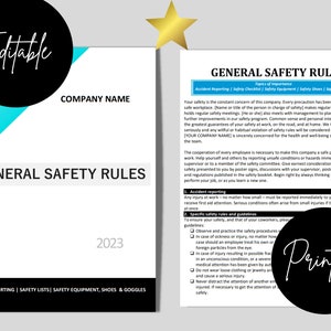 Employee Safety Policy Template | Editable Word Form | Human Resources ...