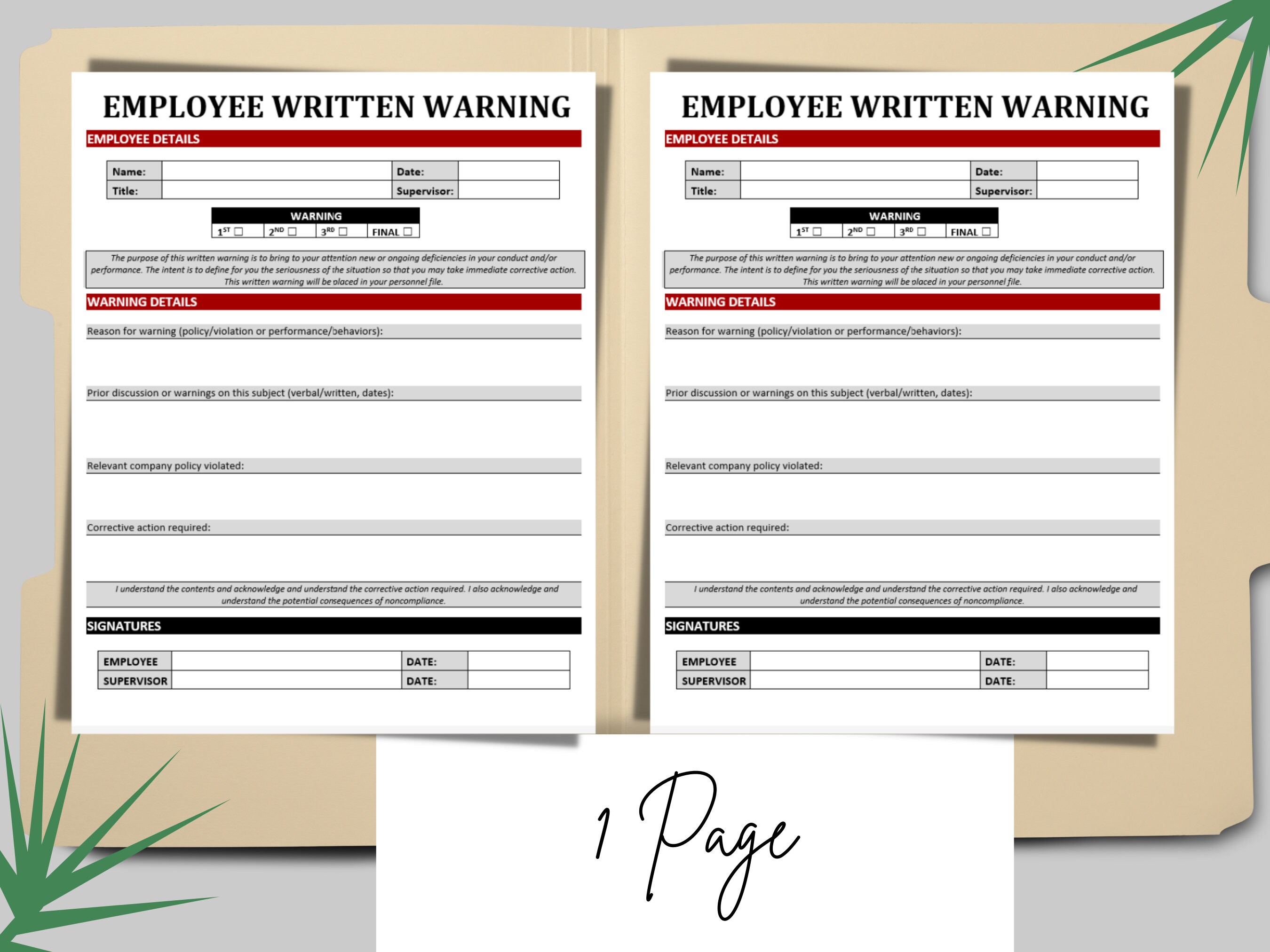 Employee Write up Form HR Template Disciplinary Warning - Etsy Israel