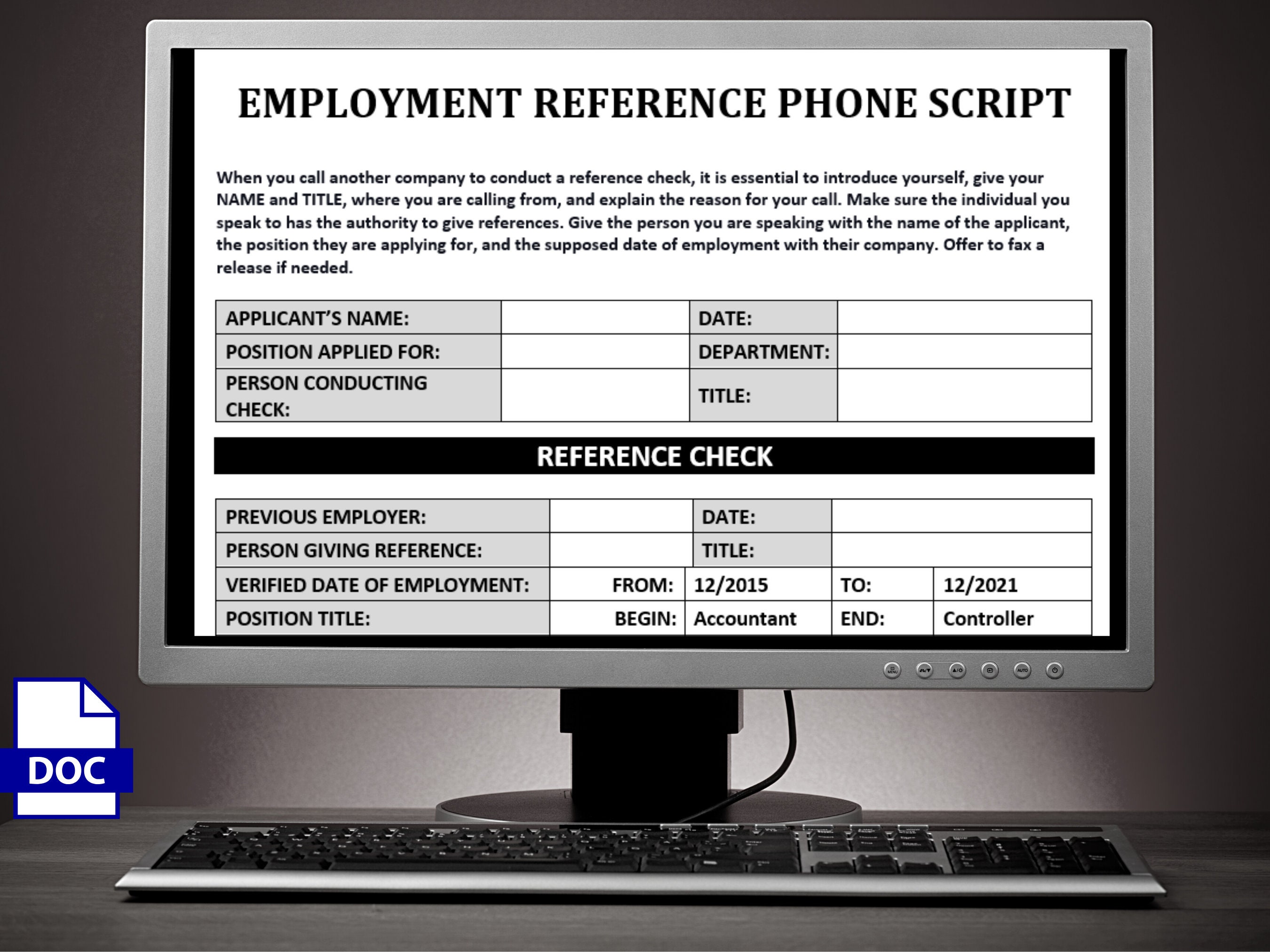 Employment Reference Phone Script HR Templates Editable & Printable - Etsy
