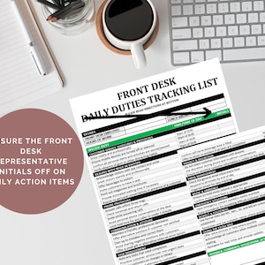 Front Desk Reception Checklist: Daily Duties Template (digital Download ...