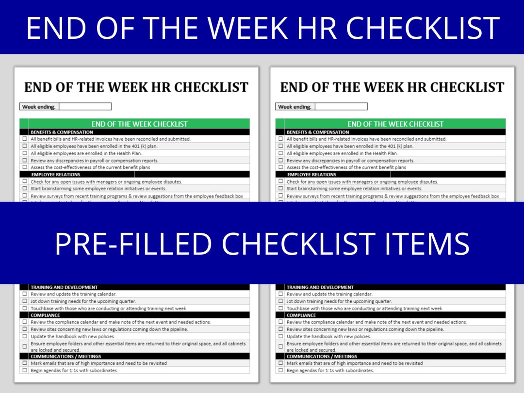 HR Weekly Wrap-up Checklist: Strategic Insights & Tasks (digital ...