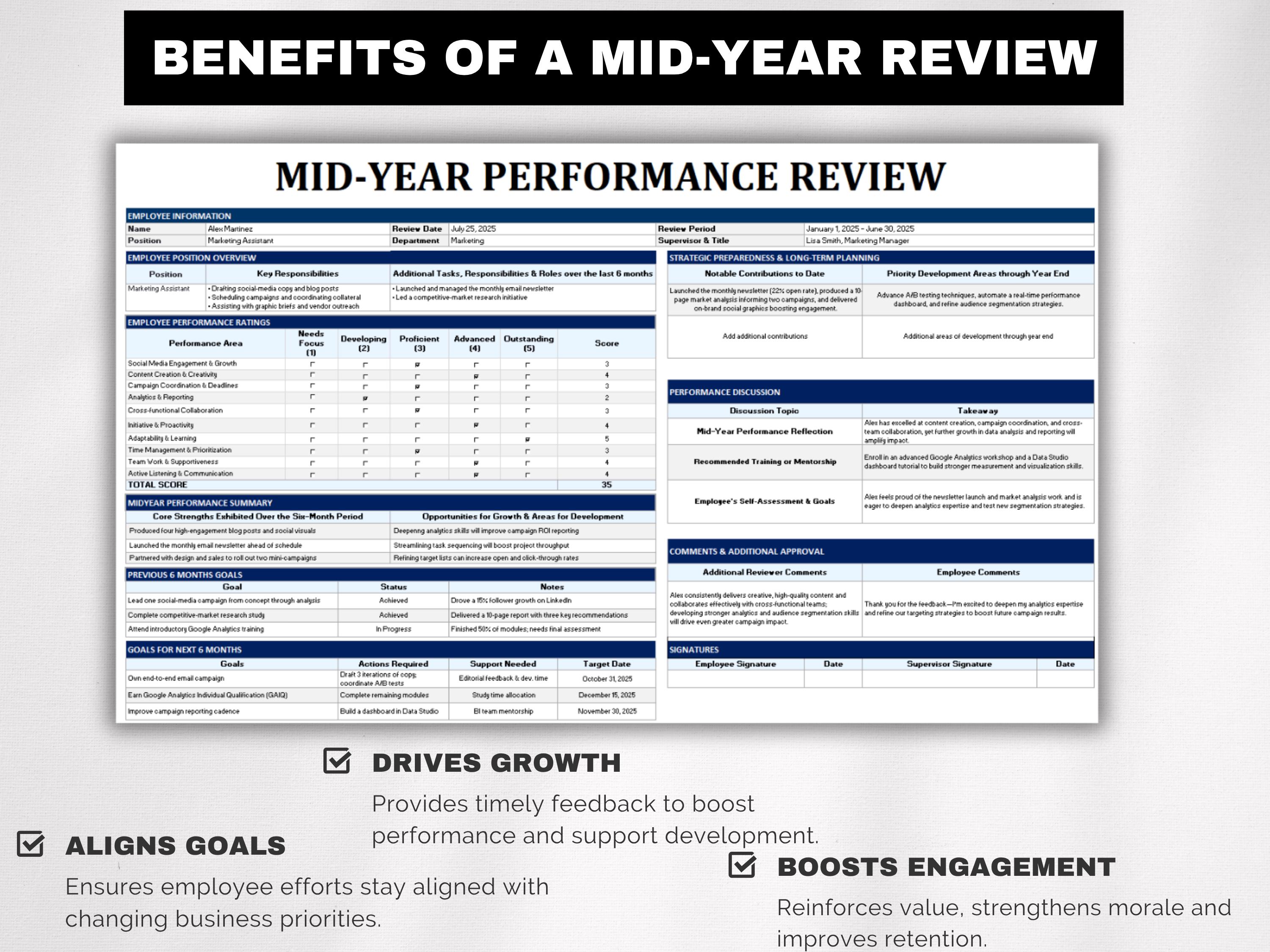 Mid-year Employee Performance Review Template: HR Evaluation Form ...
