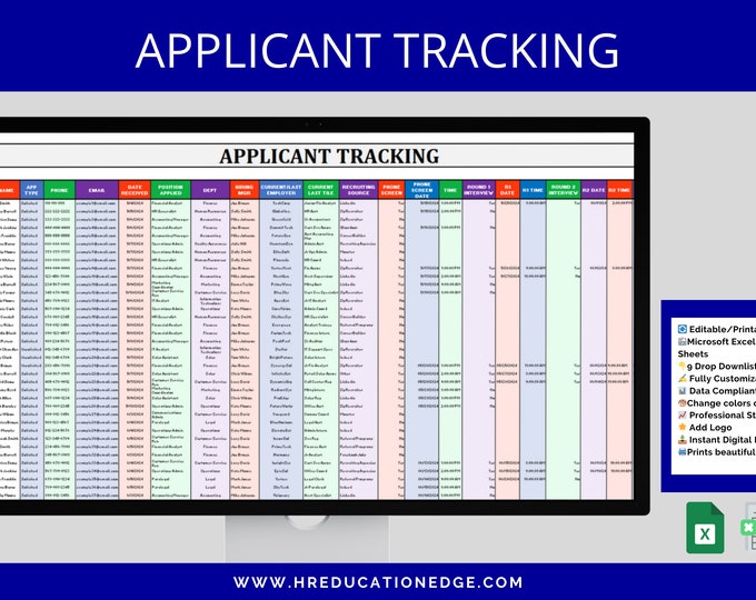 Recruitment Tracker Spreadsheet, Excel & Google Sheet Applicant Hiring ...