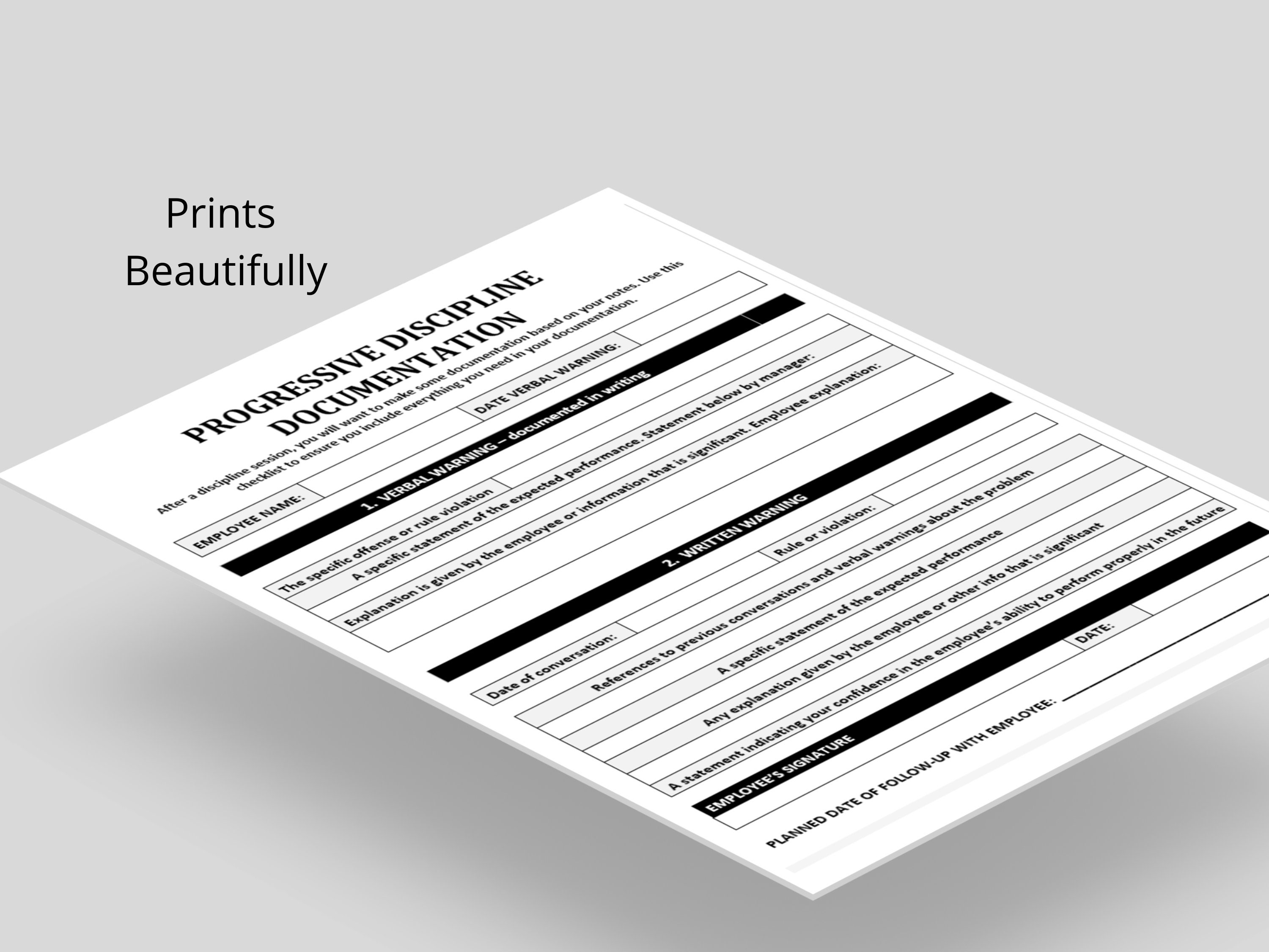 Progressive Discipline Documentation: Employee Write up MS Editable ...