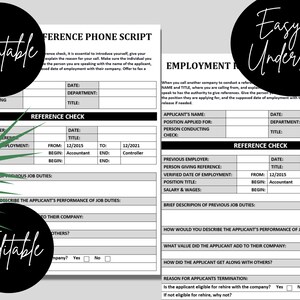 Employment Reference Phone Script | HR Templates | Editable & Printable ...