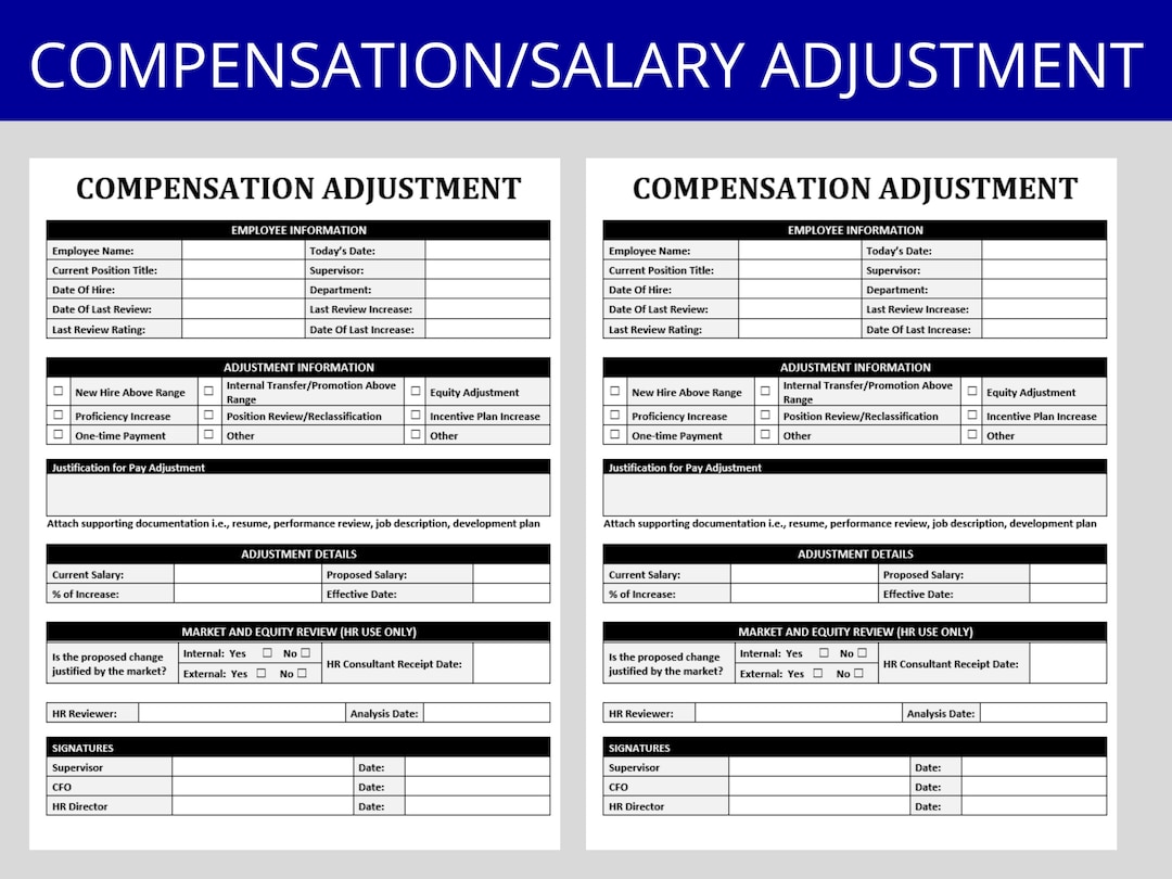 Compensation Adjustment Form | Salary Change Request | Requesting Pay ...