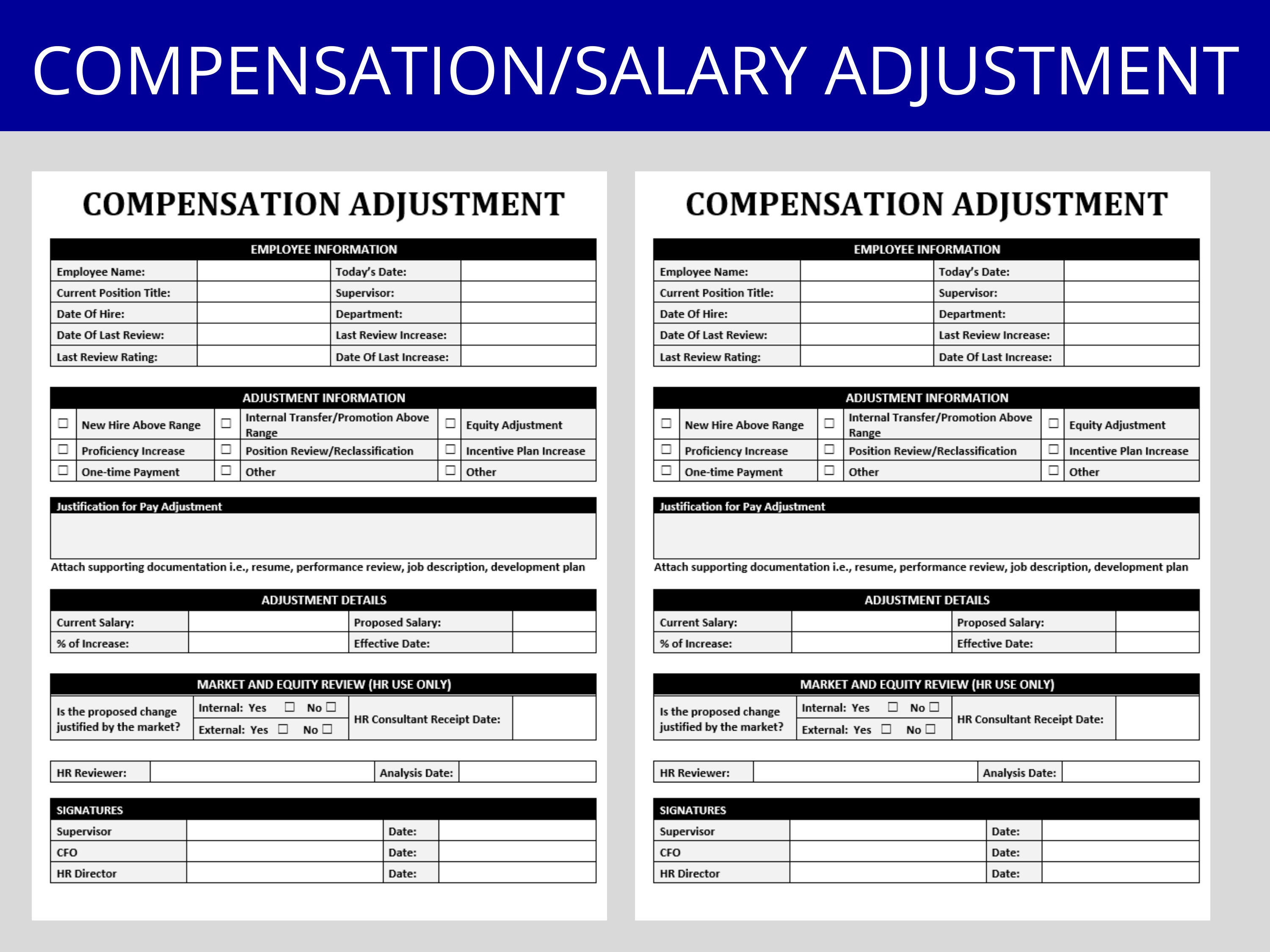 Compensation Adjustment Form Salary Change Request Requesting Pay Raise ...