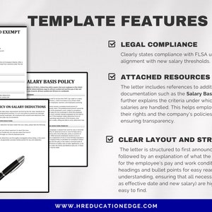 Exempt Status Change Letter: FLSA Compliance HR Template (digital ...