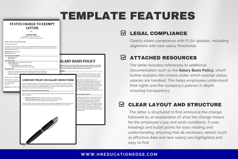 Exempt Status Change Letter: FLSA Compliance & Salaried Employee Update ...