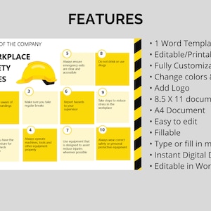 Employee Safety Rules Template: HR Safety Training (editable Word ...