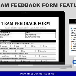 Team Feedback Survey Template: Editable HR Form (printable PDF) - Etsy