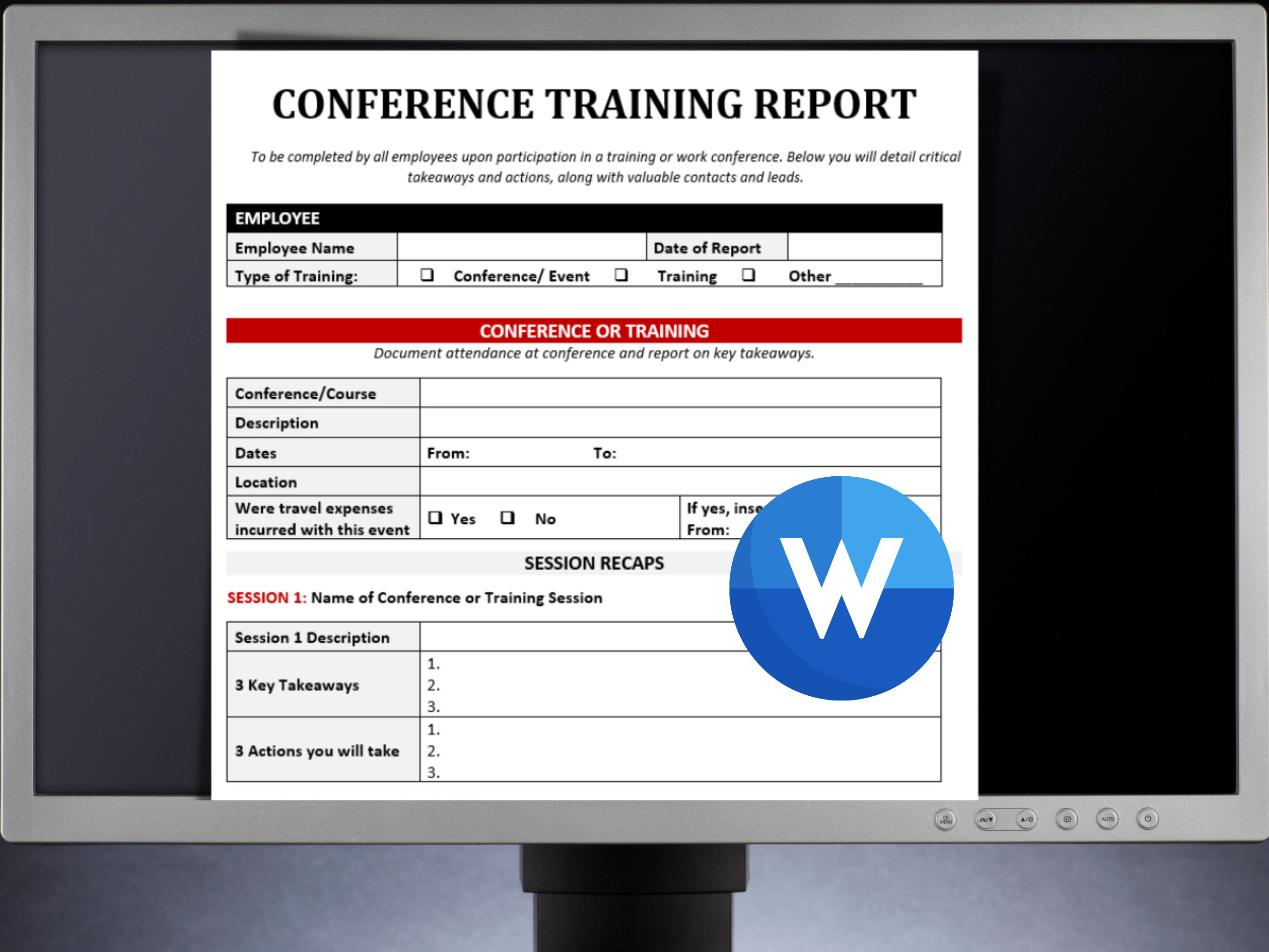 Conference / Training Employee Report HR Template Human Resources Form ...