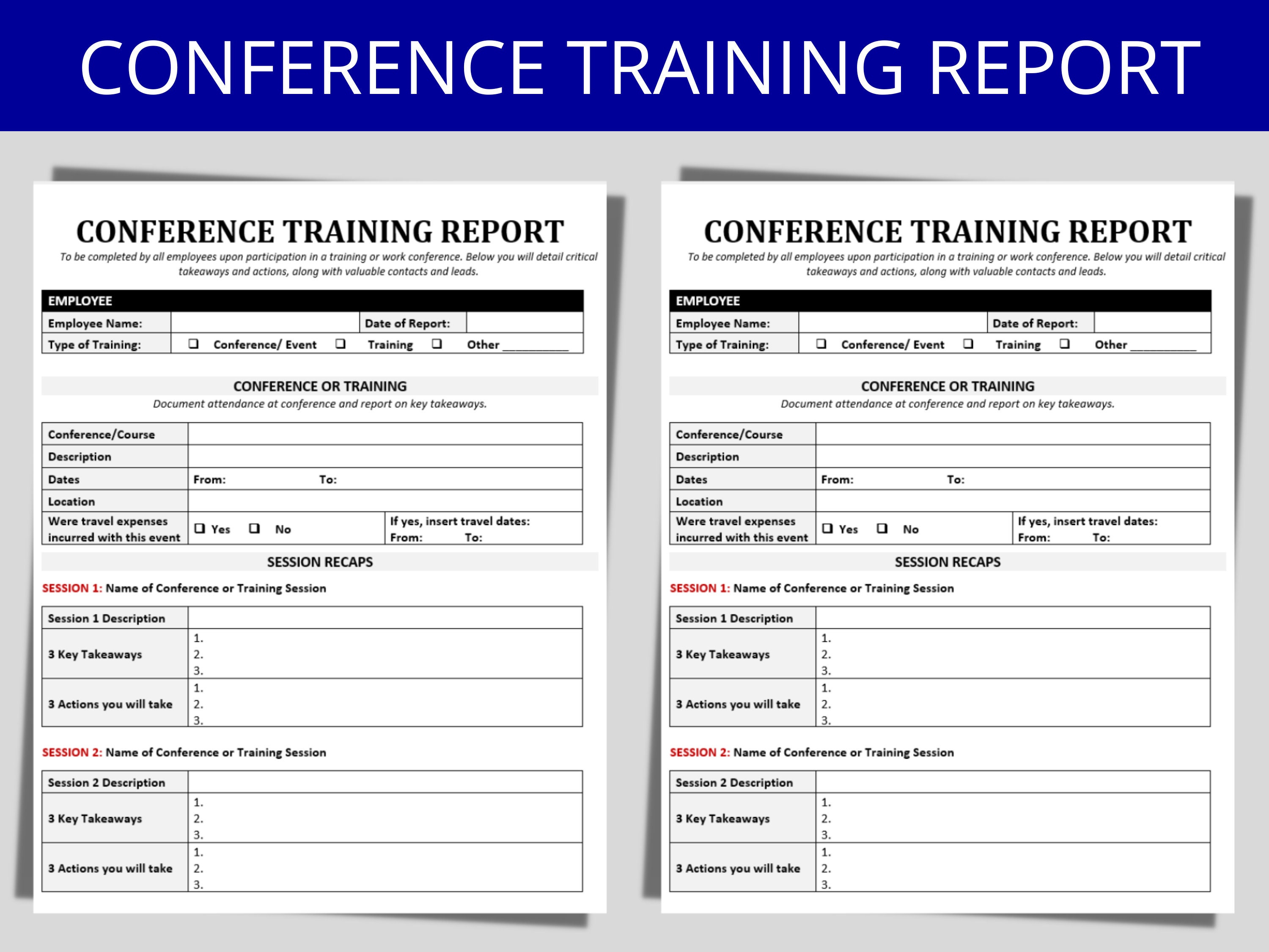 Conference / Training Employee Report | HR Template | Human Resources ...