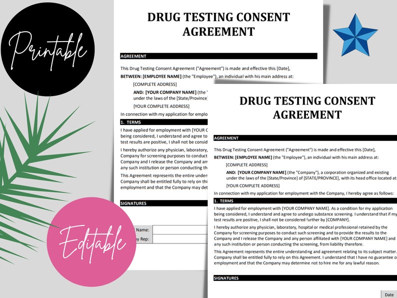 Drug Test Consent Form New Hire Paperwork Form Onboarding Paperwork HR ...