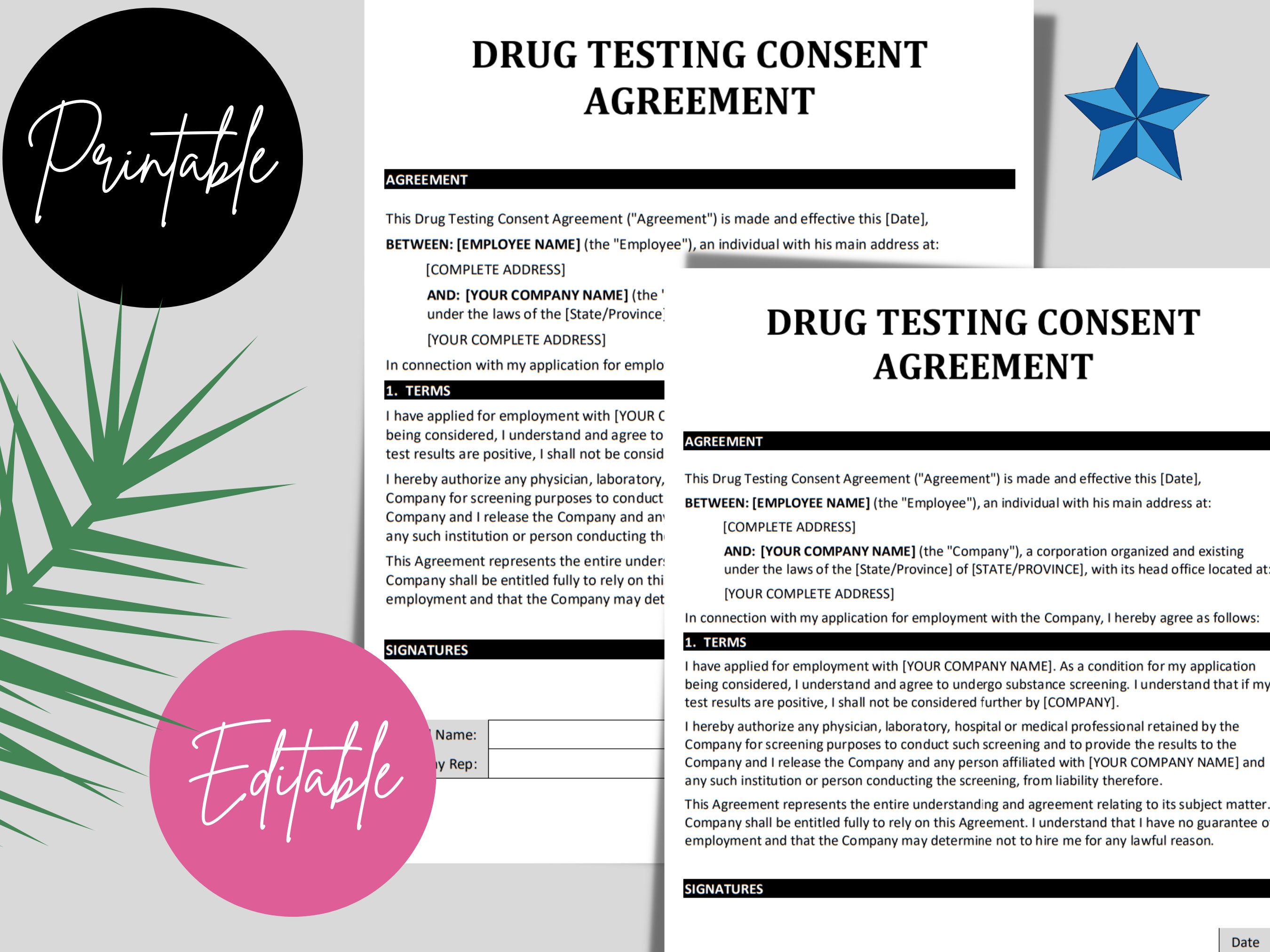 Drug Test Consent Form New Hire Paperwork Form Onboarding Paperwork HR ...