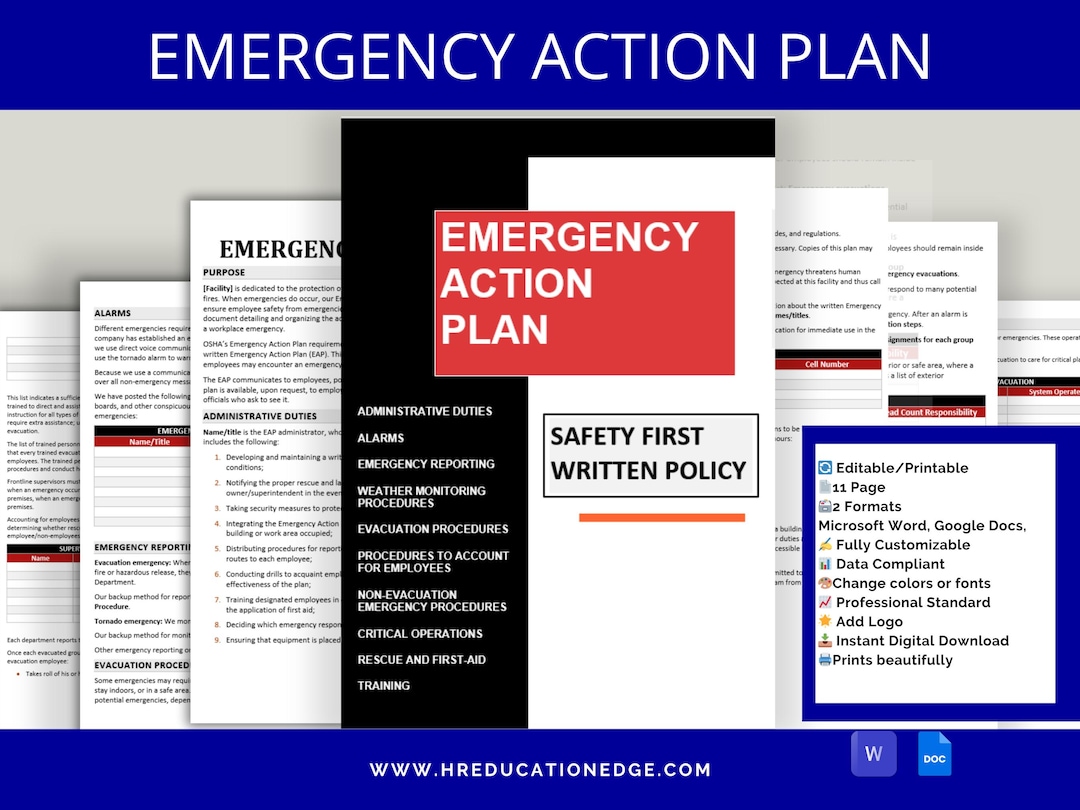 Emergency Action Plan Template: Workplace Safety, OSHA Compliance ...