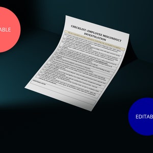 Employee Misconduct Investigation: HR Checklist Template (A4 Editable ...