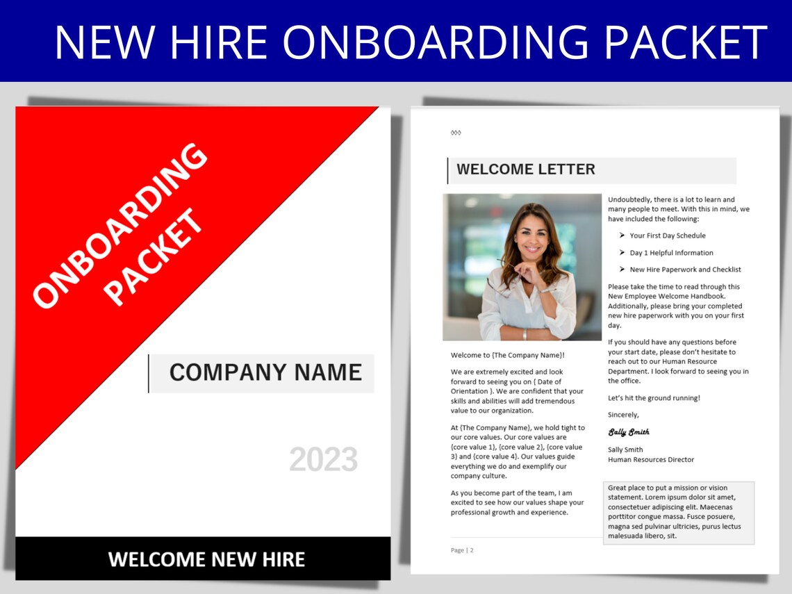 Welcome Letter Packet Employee Onboarding HR Templates First Day ...