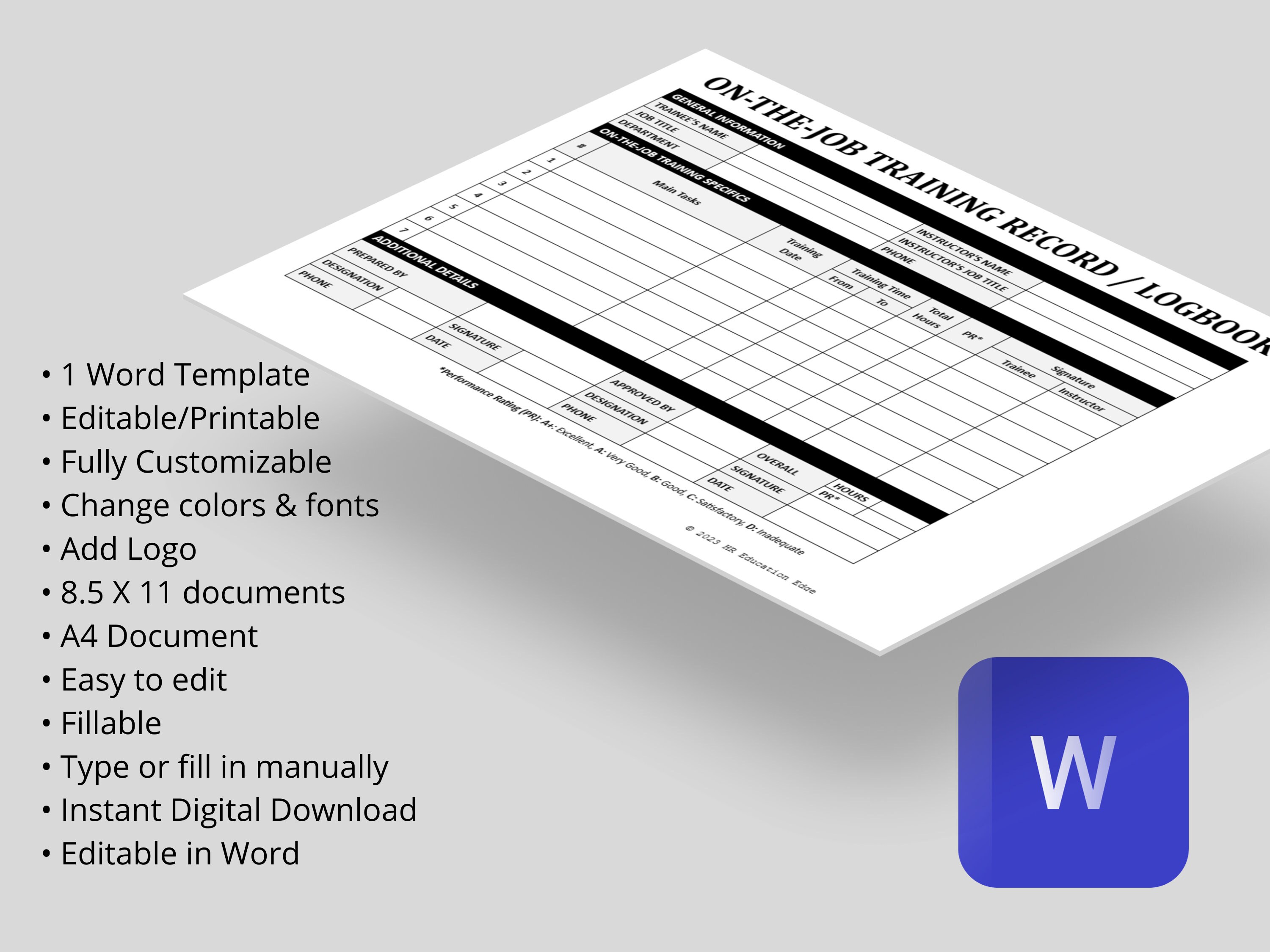 Job Training Record Track Daily Skills Training | On The Job Training