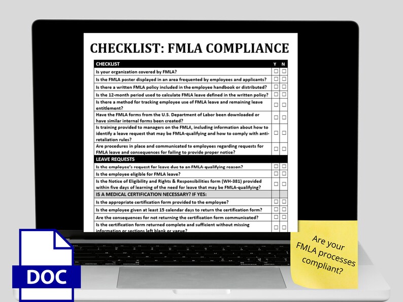 FMLA Compliance Checklist: Editable HR Template (digital Download) - Etsy