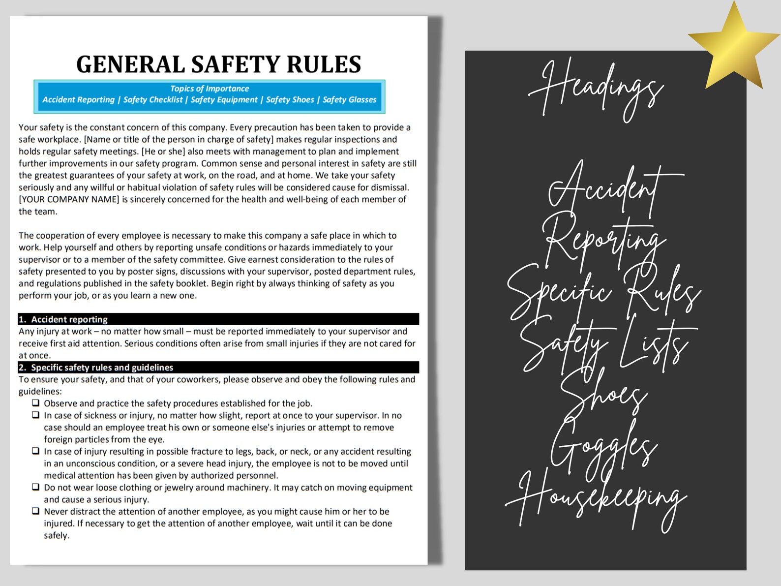 Employee Safety Policy Template Editable Word Form Human Resources HR ...